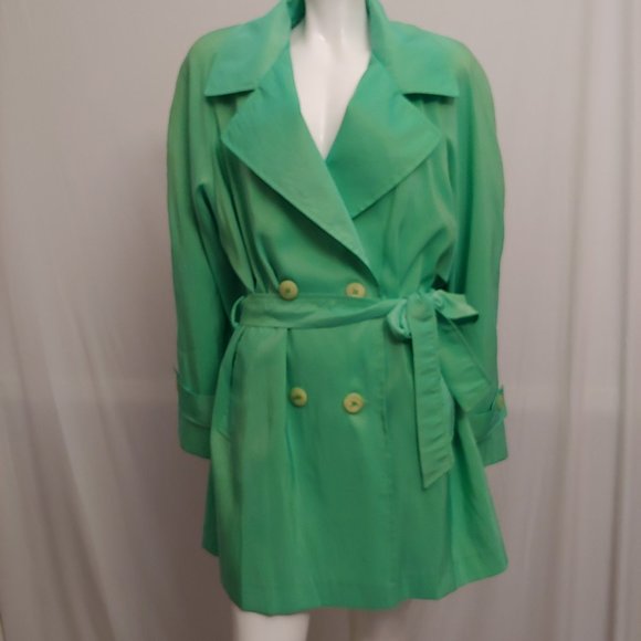 Vision | Jackets & Coats | Vision Neon Lime Green Oversized Coat Shiny ...